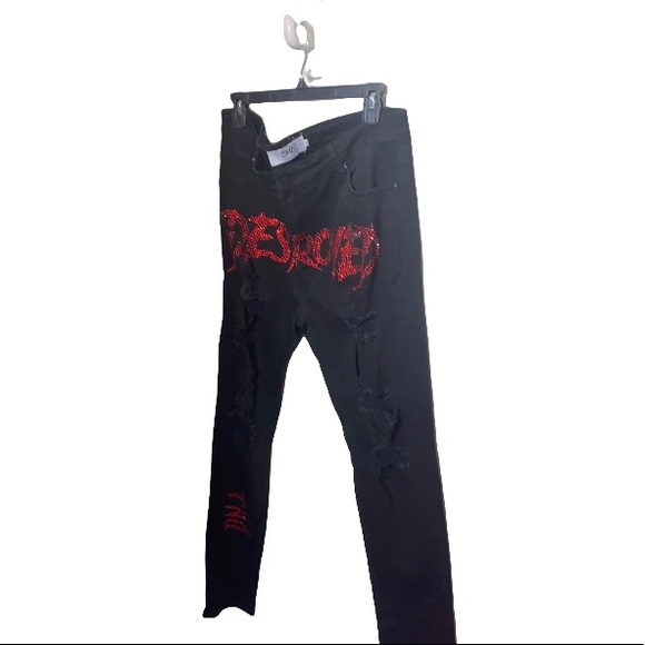 DNA | Pants | Dna Premium Wear Black Distresseddestroyed Rhinestones ...
